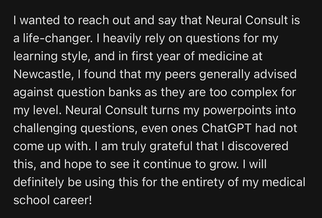 Neural Consult: AI for Learning Medicine